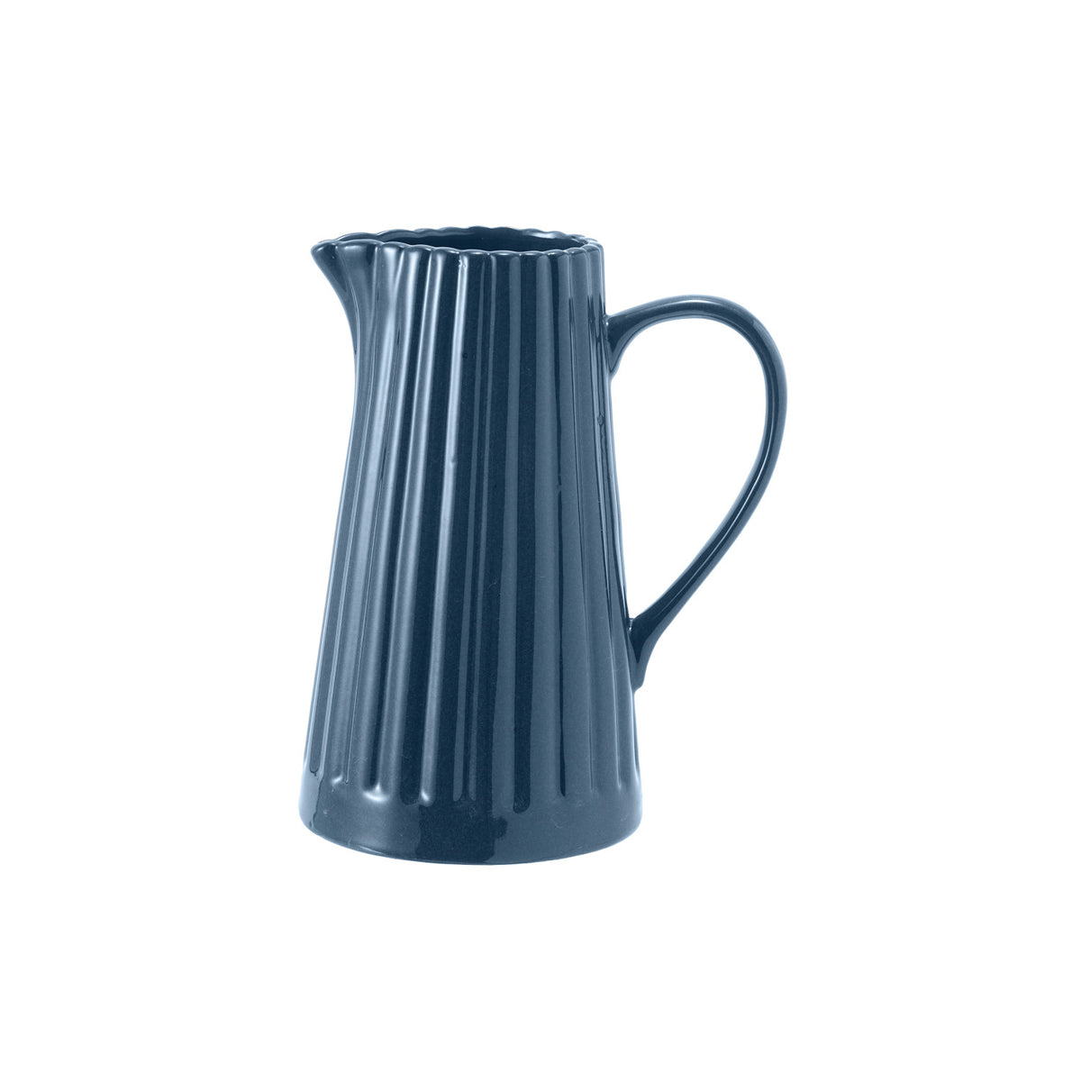 40 oz. Stoneware Ribbed Pitcher, Reactive Glaze, Blue (Each One Will ...